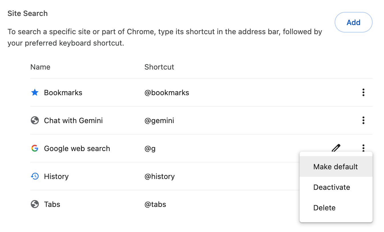 Make new search engine a default one